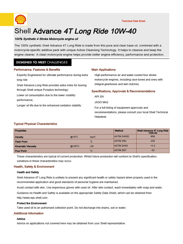 Shell Advance 4T Long Ride 10W-40: Performance, Features & Benefits ...