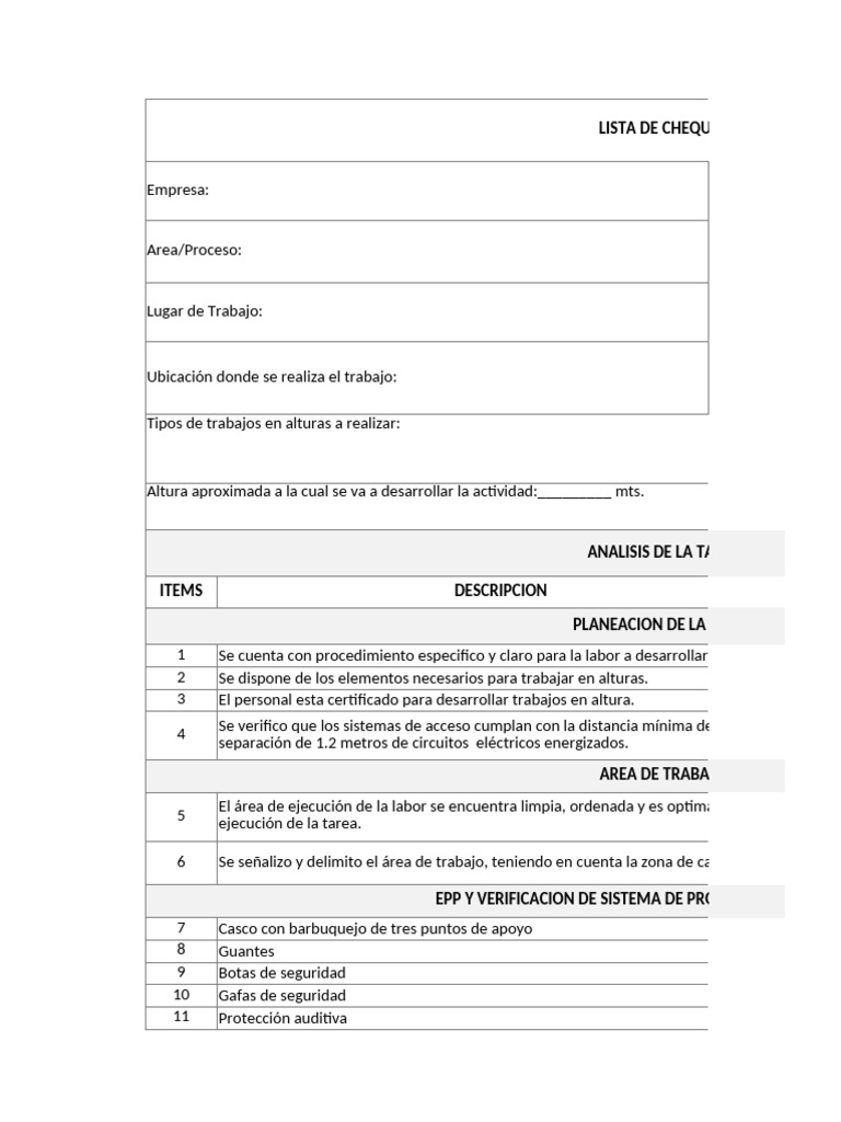 FT-SST-04 Lista de Chequeo Alturas | PDF | Tecnología