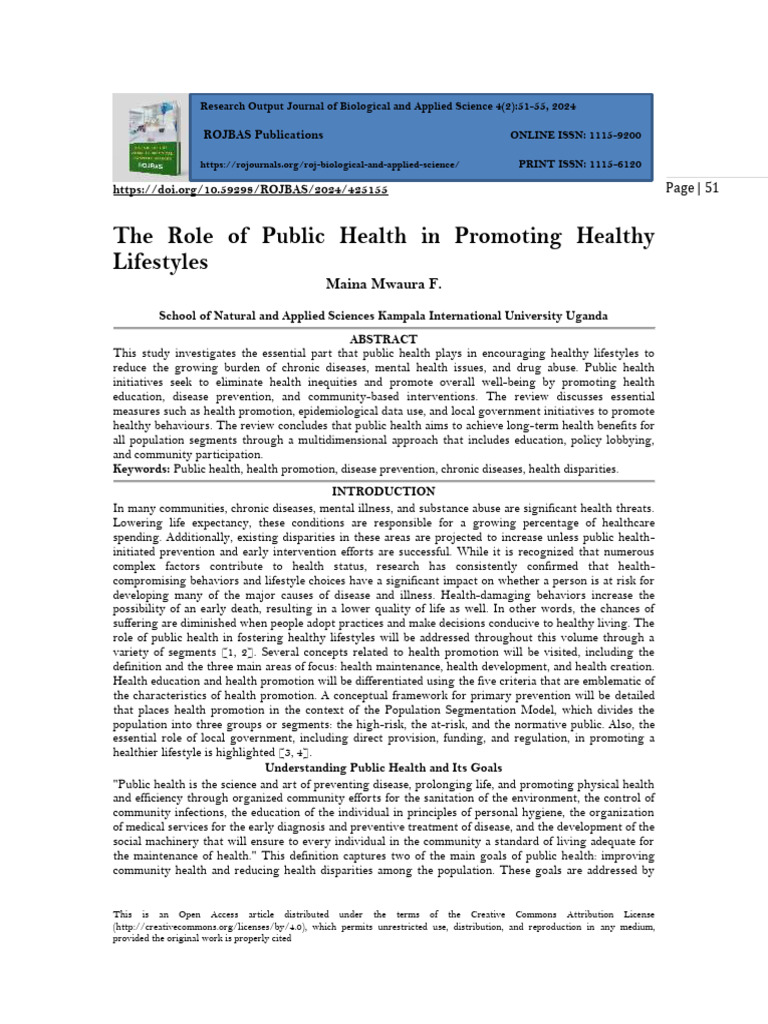 The Role of Public Health in Promoting Healthy Lifestyles (WWW - Kiu.ac ...