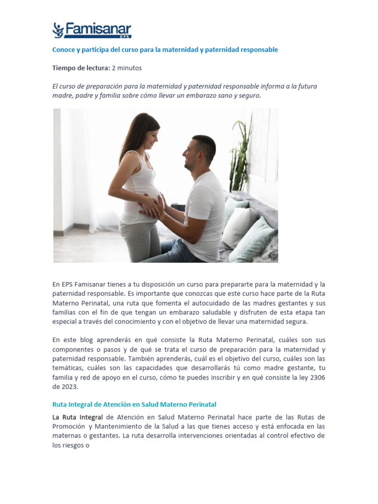 Blog - Curso para La Maternidad y Paternidad Responsable Septiembre 2024 REV | PDF | Parto | El ...
