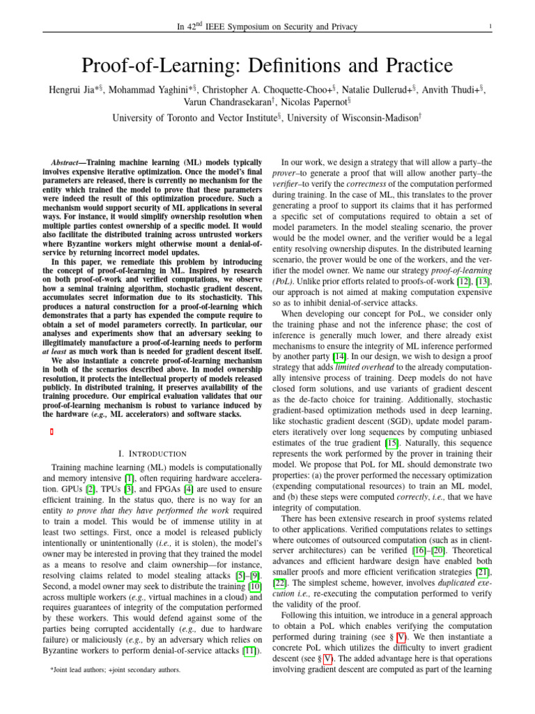 Proof of Learning Definition and Practice | PDF | Formal Verification | Deep Learning