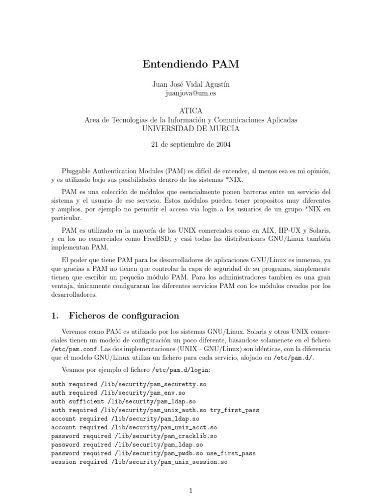 Guía sobre Módulos de Autenticación PAM | PDF | Ñu | Contraseña