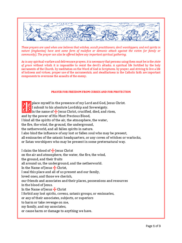 Prayer For Freedom From Curses and For Protection | PDF | Mary, Mother ...