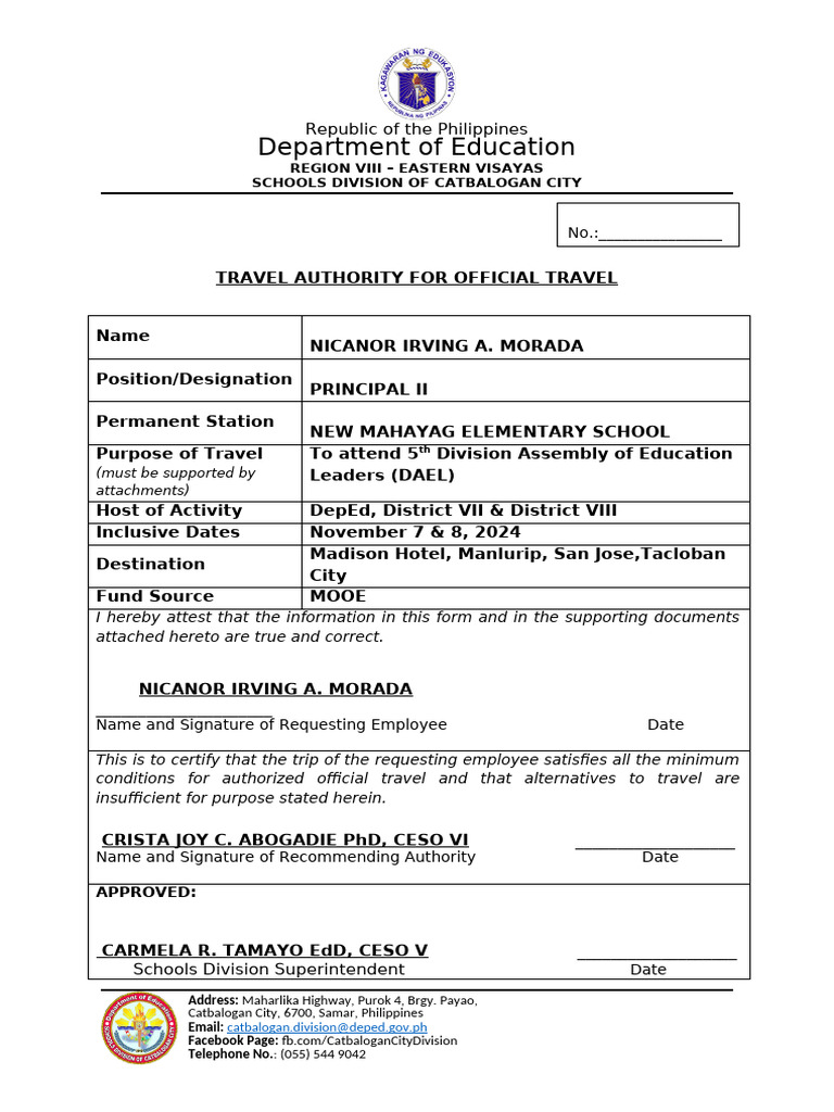 Locator Slip Travel Order-2 | PDF | Philippines