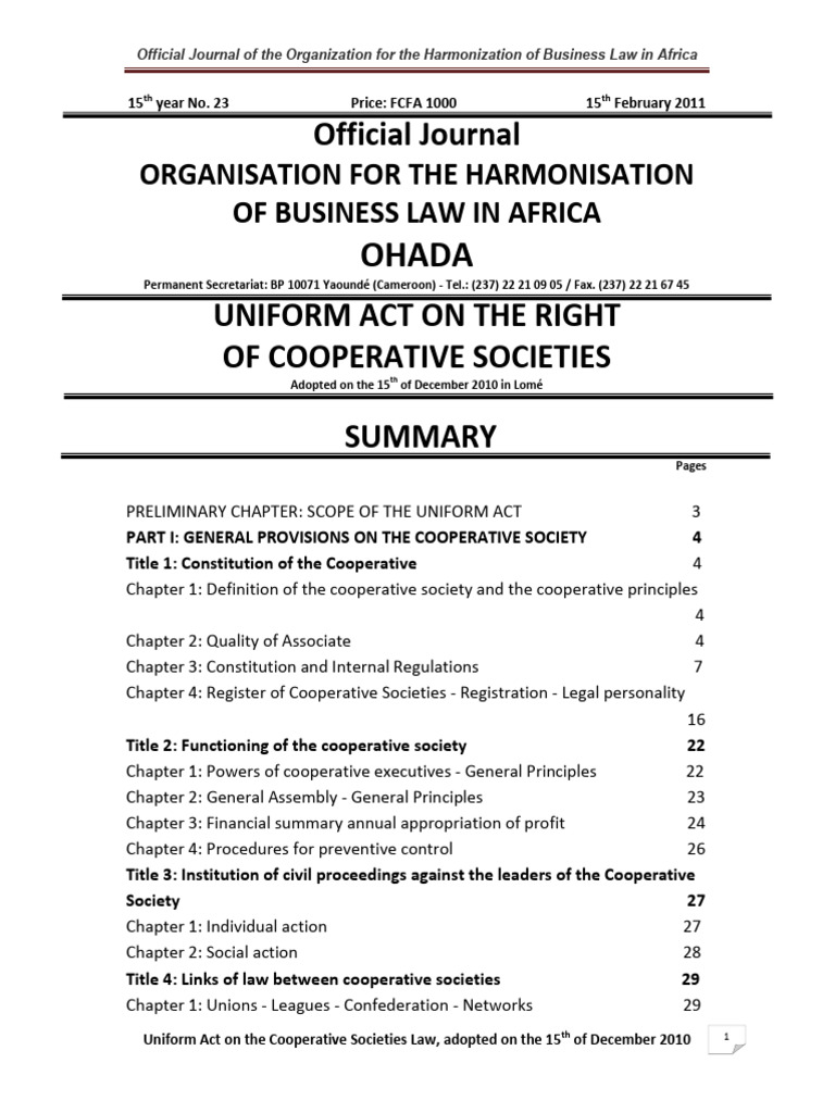 Uniform Act On The Right of Coop Sties | PDF | Cooperative | Loans