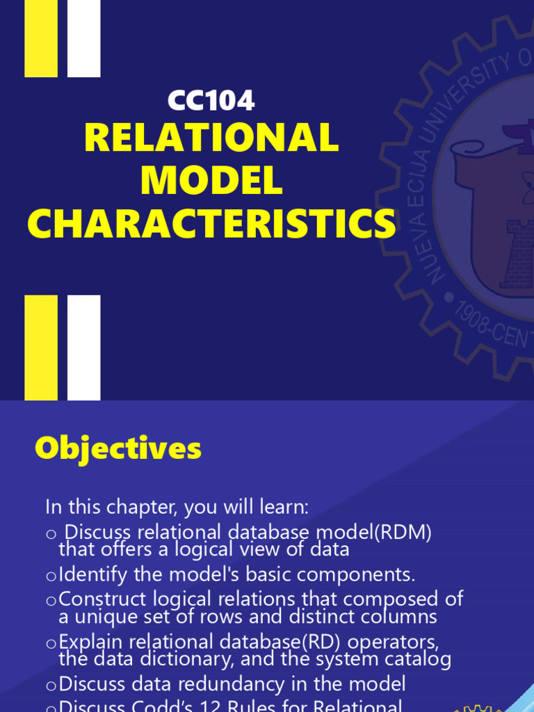 5 Cc104 Relational Model Characteristics 1 Pdf Relational Model