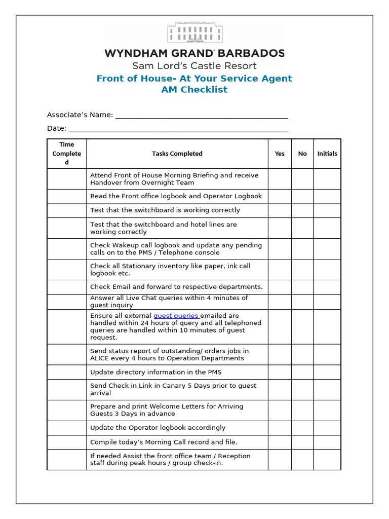 AM AYS Agent Checklist | PDF | Business | Finance & Money Management