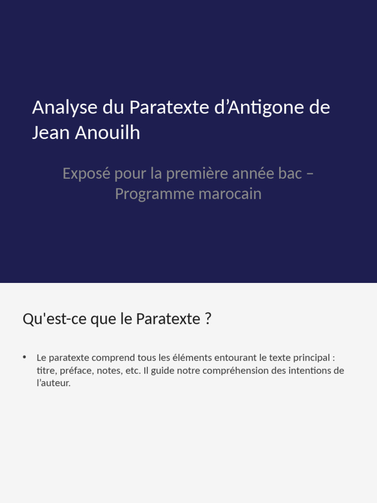 Analyse du Paratexte d'Antigone | PDF | Classiques