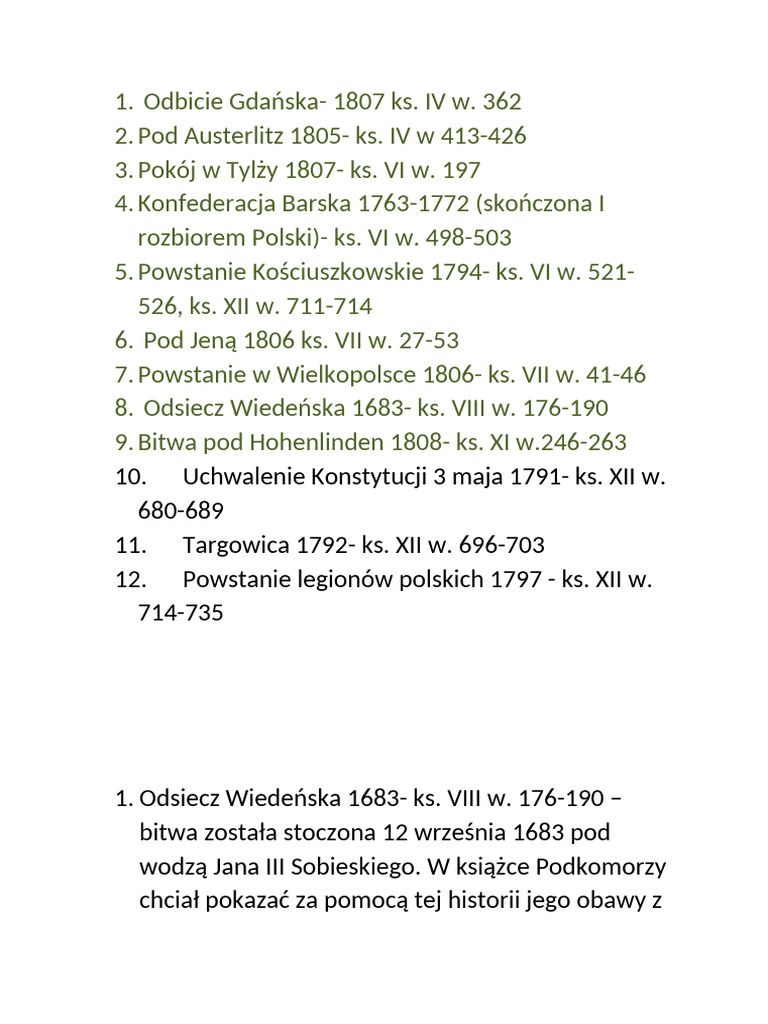 Historia W Panu Tadeuszu | PDF