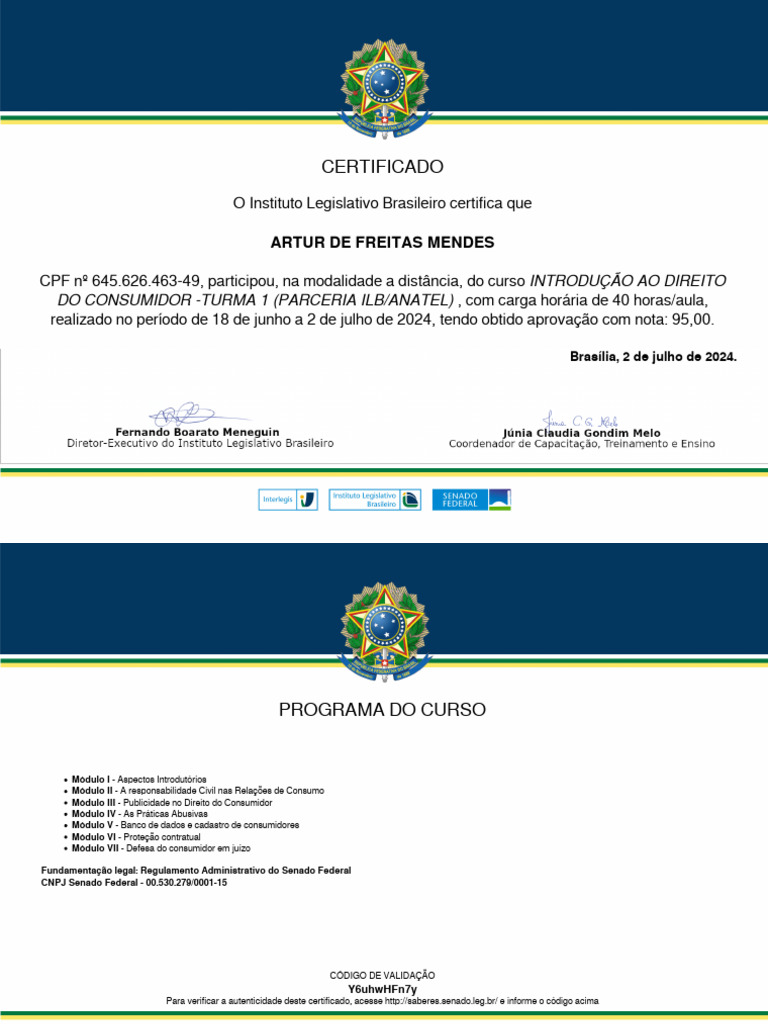 Idco 2024 1 - Certificado | PDF | Negócios | Direito