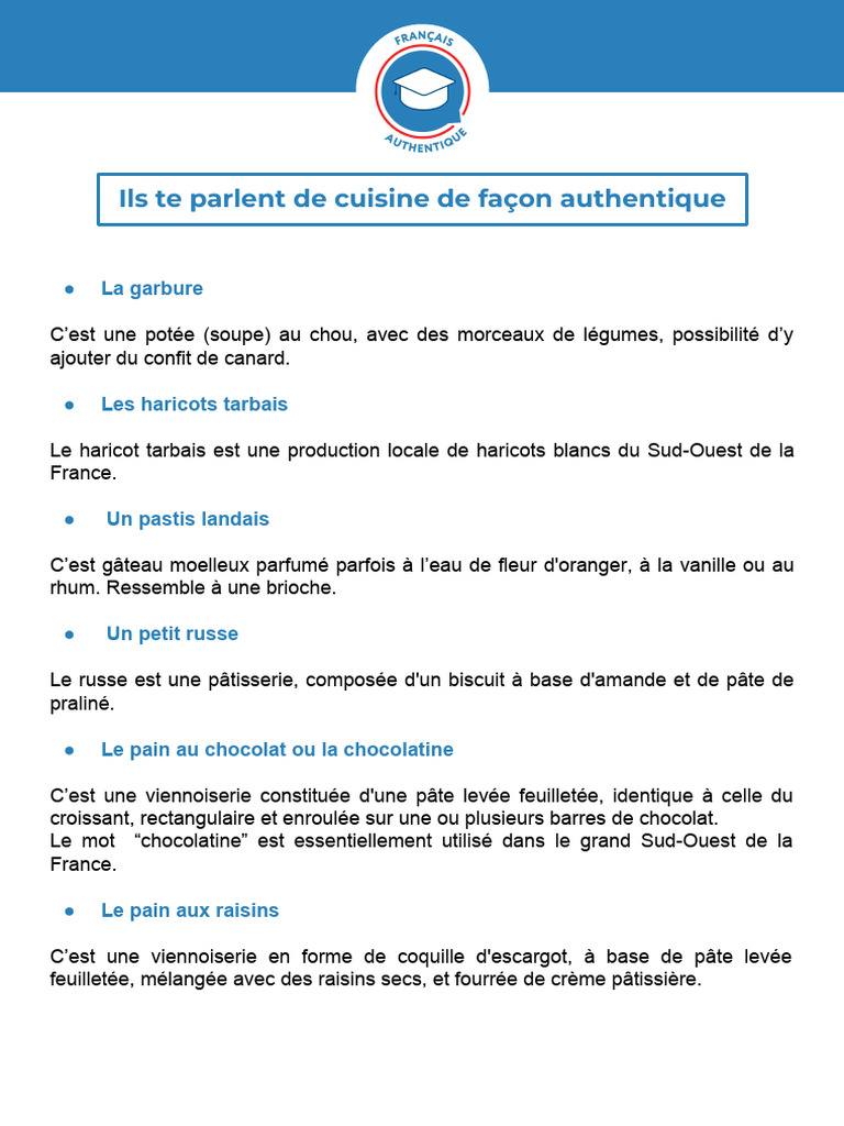 Cuisine authentique du Sud-Ouest français | PDF