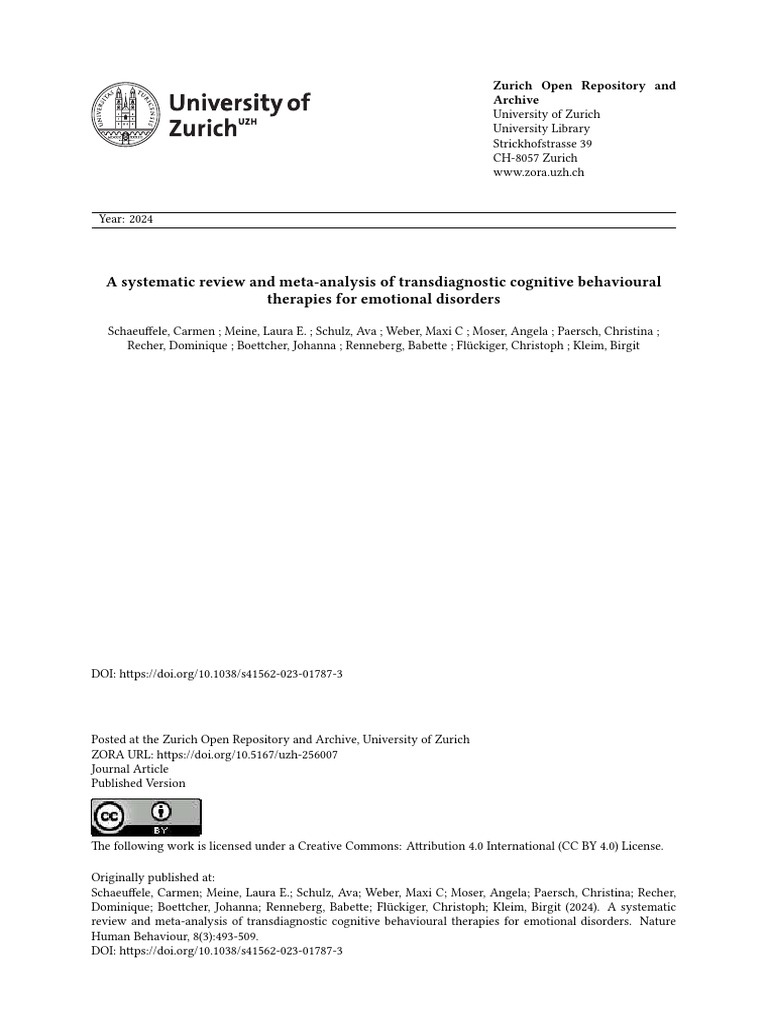 ZORA s41562 023 01787 3 | PDF | Cognitive Behavioral Therapy | Meta ...
