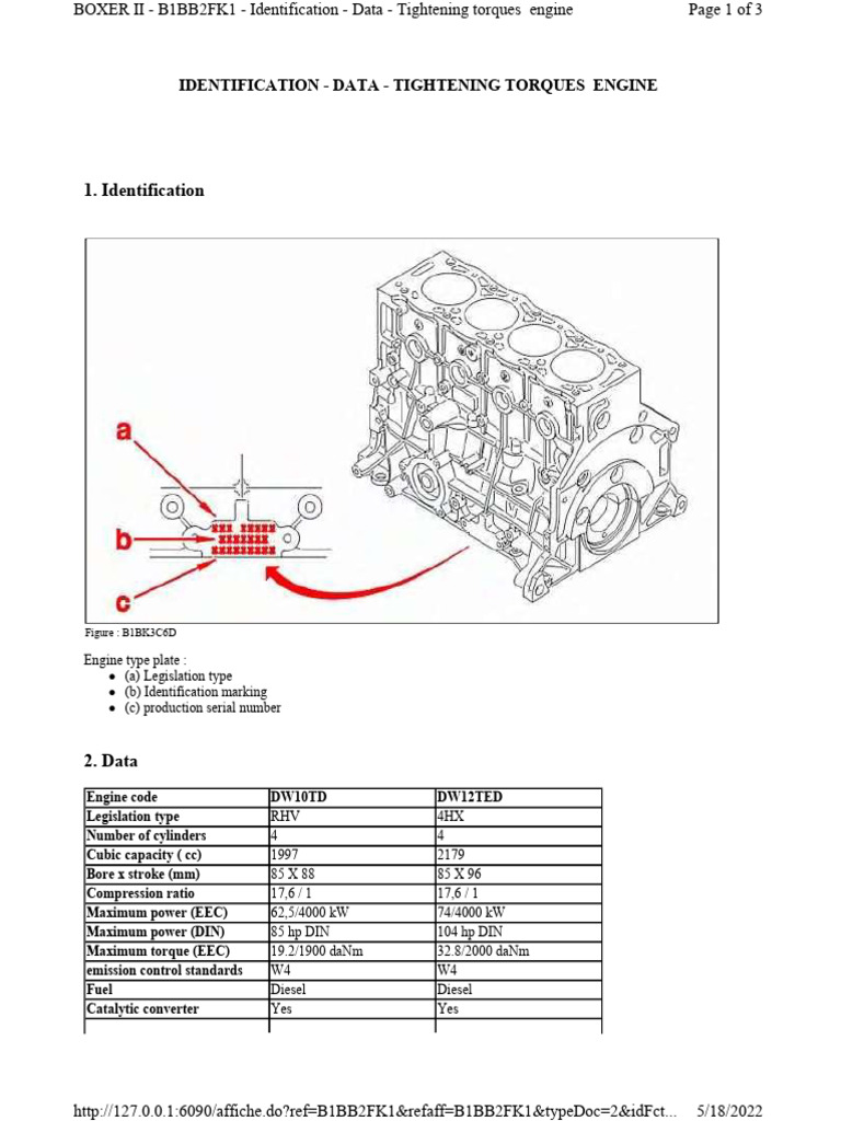 Boxer 2.2 HDi Tigethening Torque | PDF | Diesel Engine | Fuel Injection