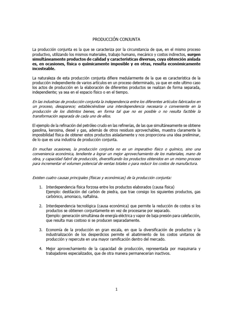 Producción Conjunta | PDF | Mercado (economía) | Contabilidad