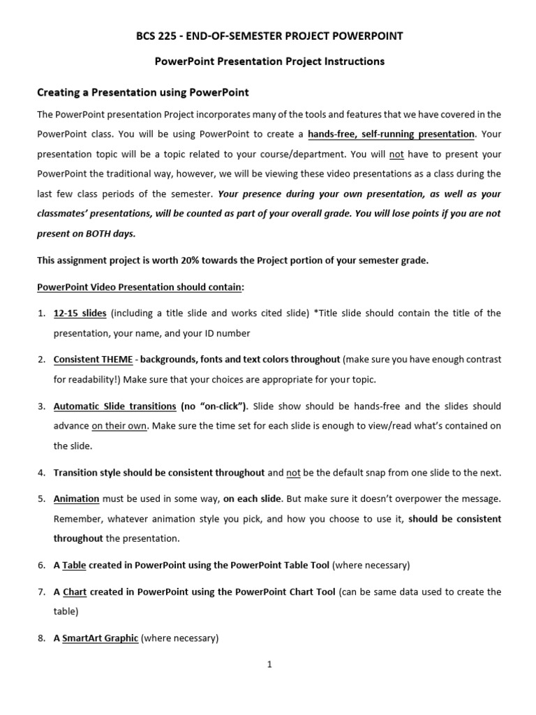 PowerPoint Project Instructions | PDF | Microsoft Power Point | Computing