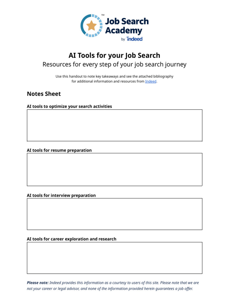AI Tools For Your Job Search Webinar Participant Note Sheet 11 13 24 ...
