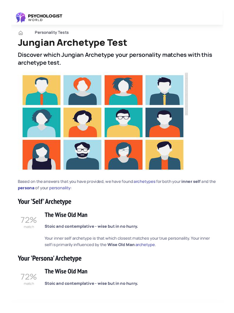 Jungian Archetype Test - Psychologist World | PDF | Psychology | Archetype