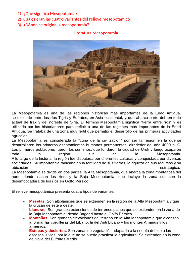Mesopotamia: Cuna de Civilización y Cultura | PDF | Mesopotamia