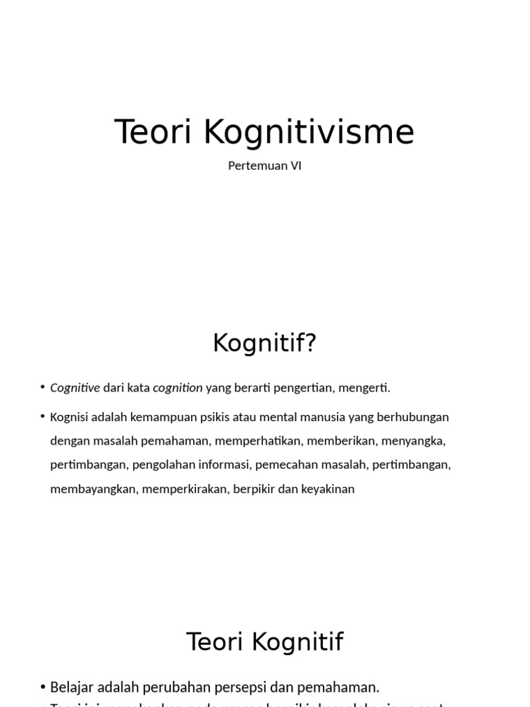 Teori Kognitivisme | PDF