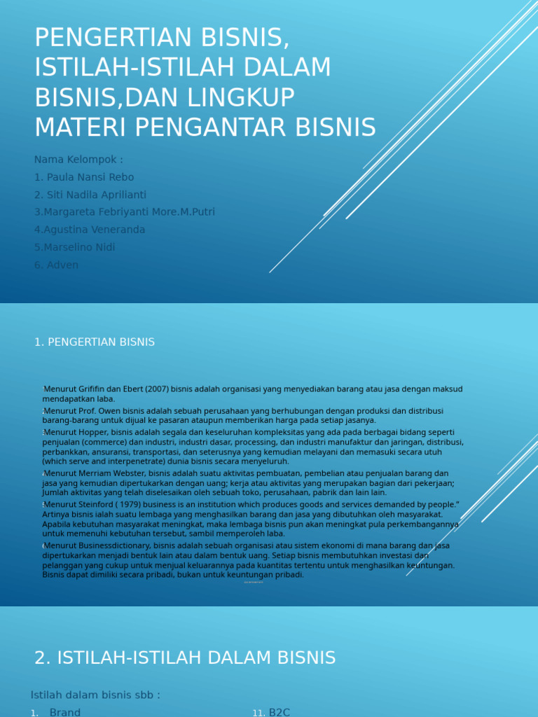 Pengertian Bisnis, Istilah Dalam Bisnis, Lingkup1a (Simpan Otomatis) | PDF