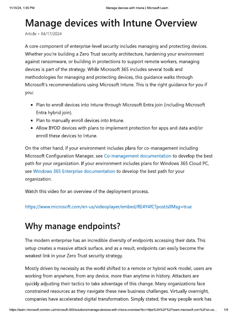 Manage Devices With Intune Overview | PDF