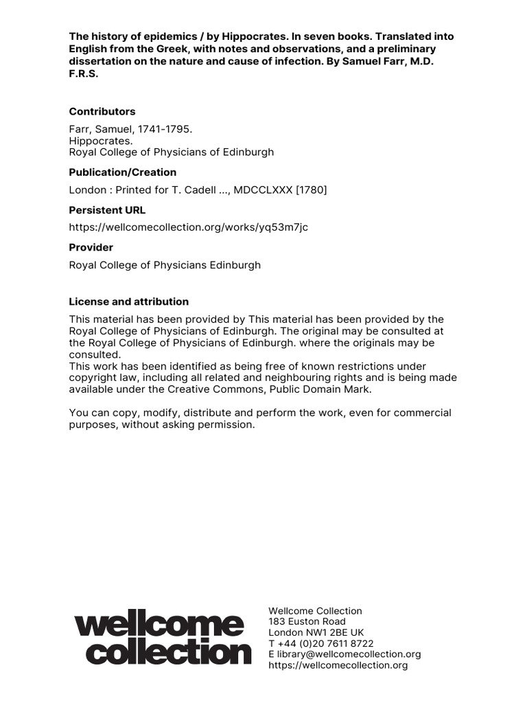 History of Epidemics, 7 Books, Hippocrates | PDF | Social Science | Travel