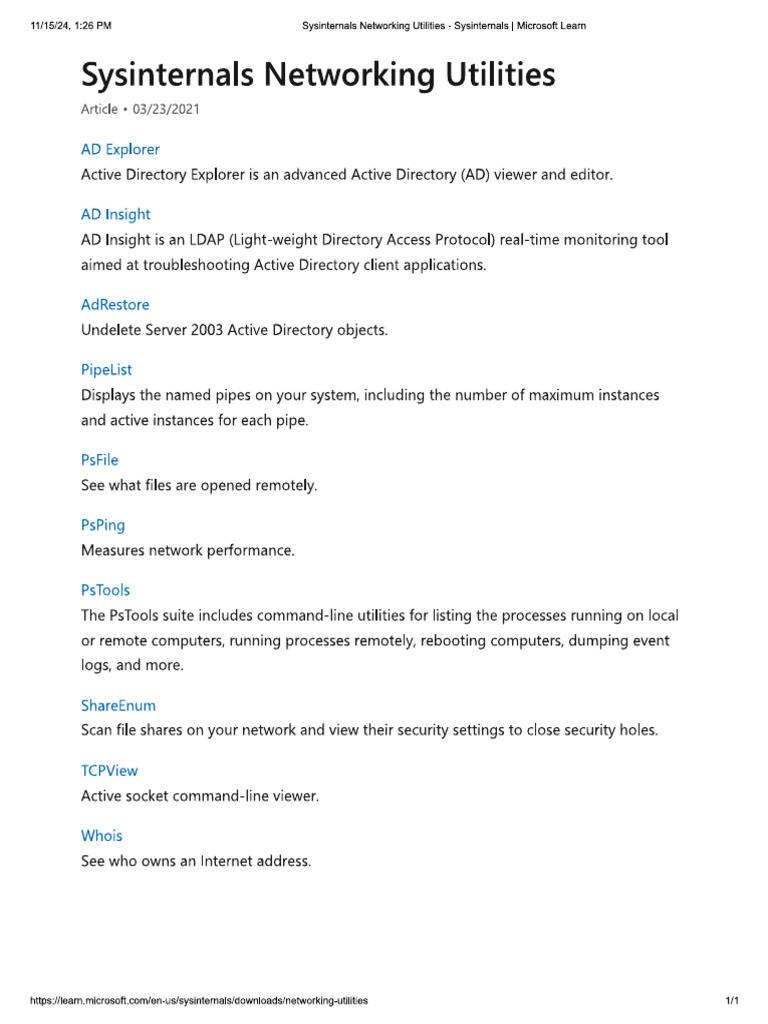 Sysinternals Networking Utilities | PDF