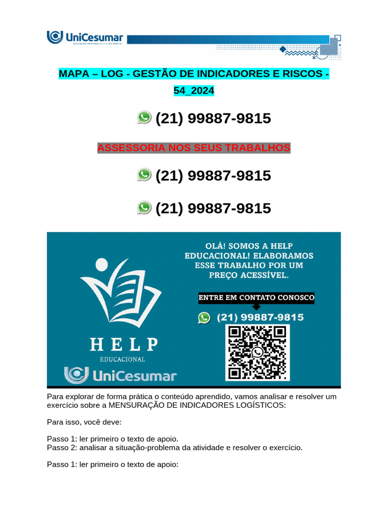 Mapa - Log - Gestão de Indicadores e Riscos - 54 - 2024 | PDF | Qualidade (negócios)