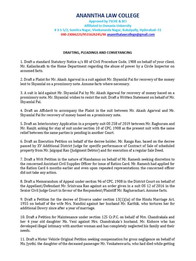 2024 DPC-Final Exercise | PDF | Lawsuit | Bail