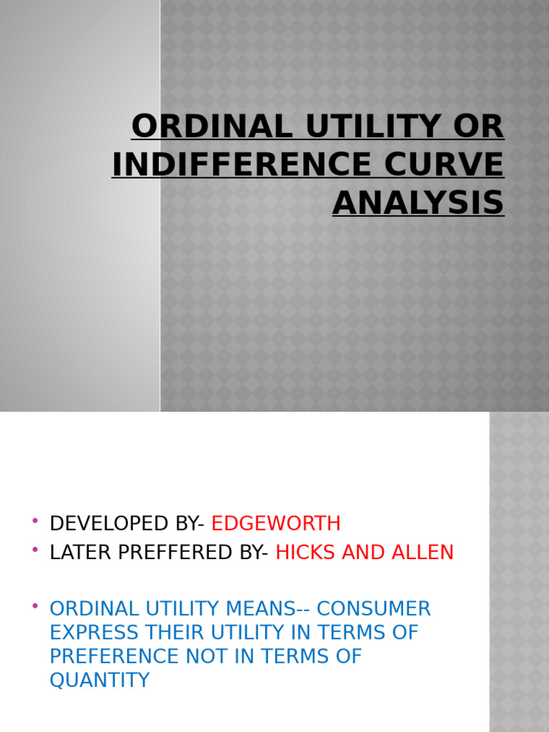 Ordinal Utility | PDF