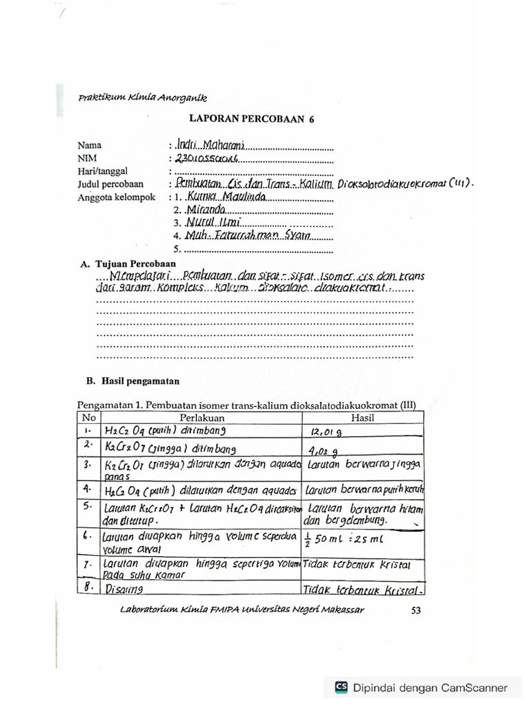 Hasil Pengamatan Dan Anlisis Data Unit 6 (Cis Dan Trans) | PDF