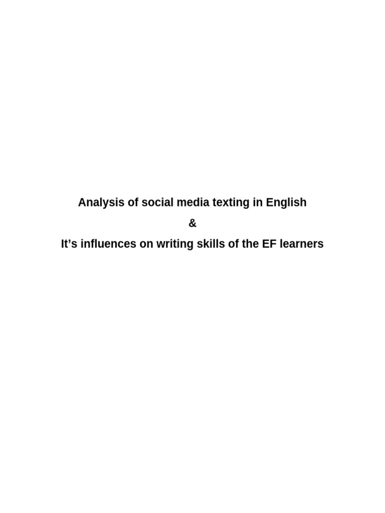 Analysis of Social Media Texting in English | PDF | Social Media ...