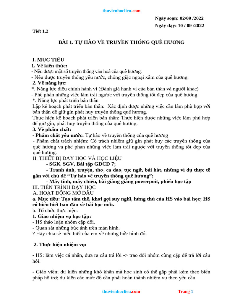 GA GDCD 7 KNTT Ca Nam | PDF