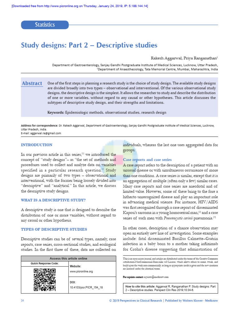 Study Designs Part 2 - Descriptive Studies | PDF | Medical Specialties | Clinical Medicine