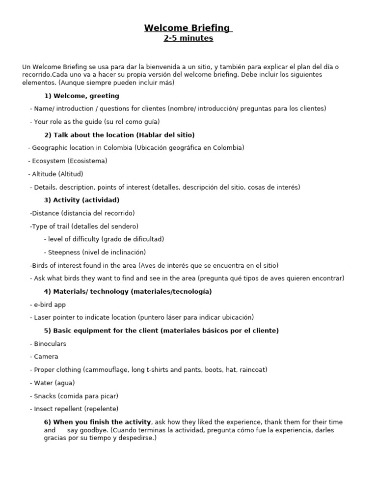 Welcome Briefing | PDF