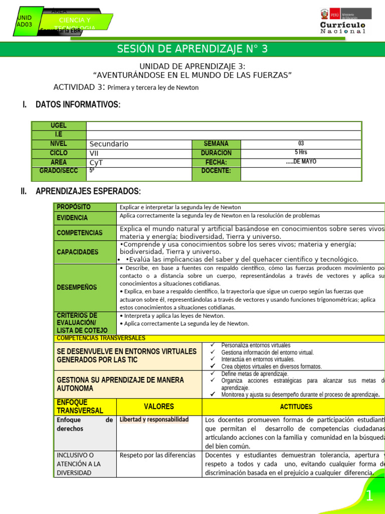 C-5º SES ACT 3-CYT-UND 3 1era y 3era Ley de Newton | PDF | Las leyes del movimiento de Newton ...