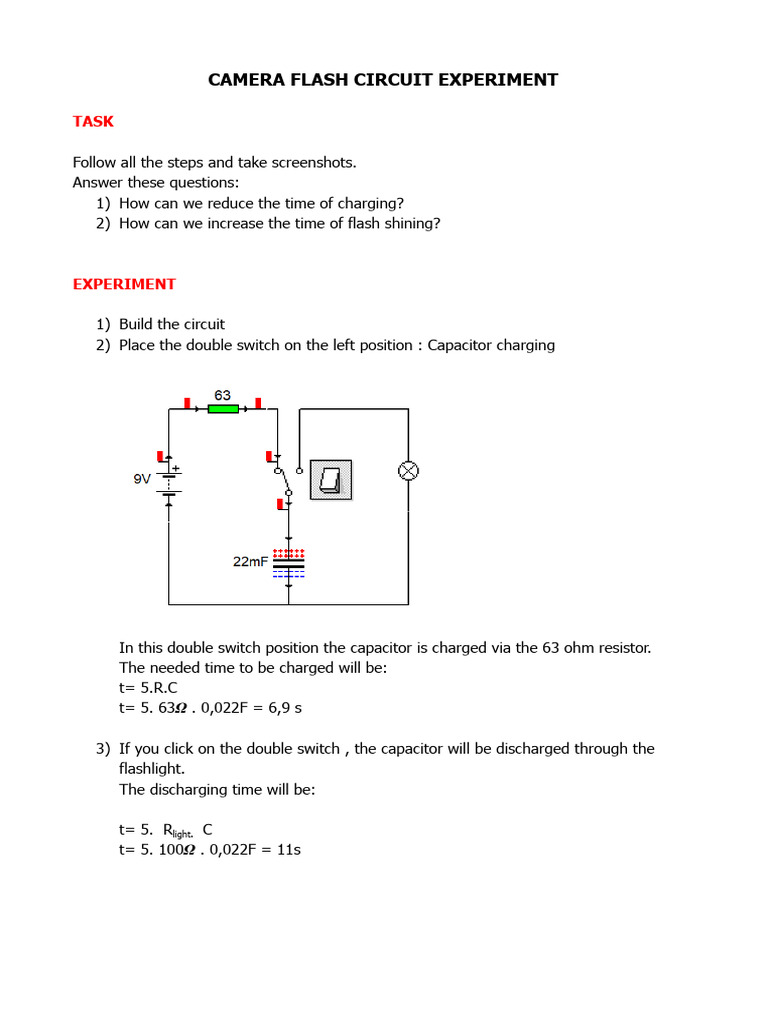 Camera Flash Circuit Experiment Guide | PDF