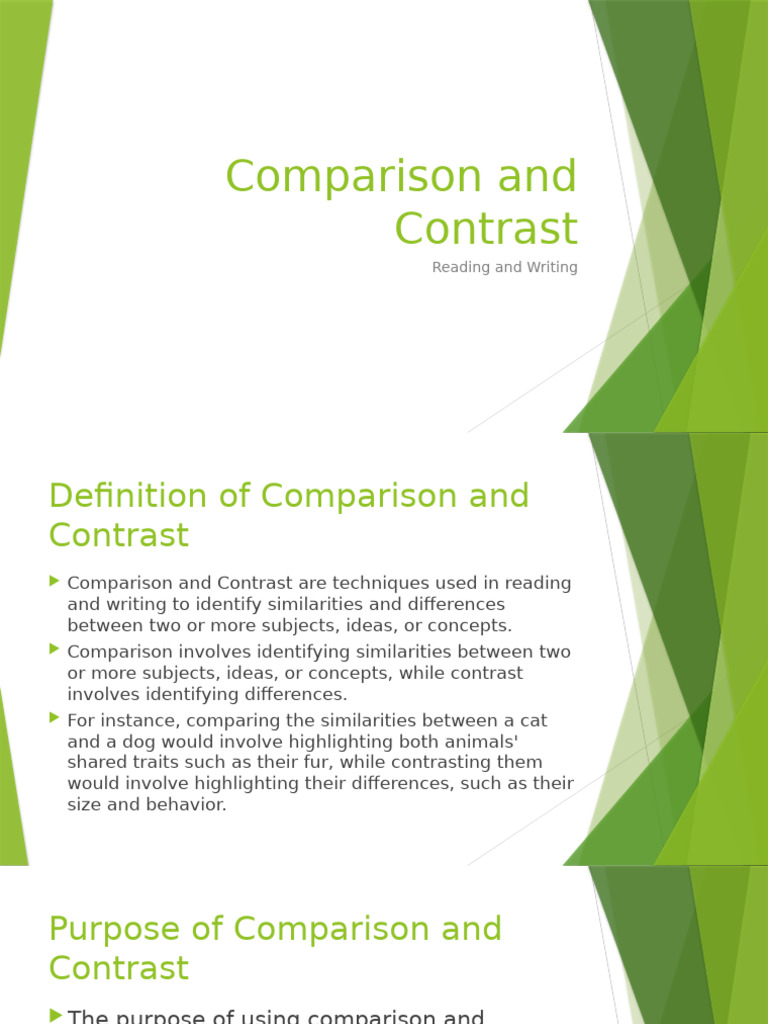Comparison and Contrast Techniques Guide | PDF | Literacy | Concept