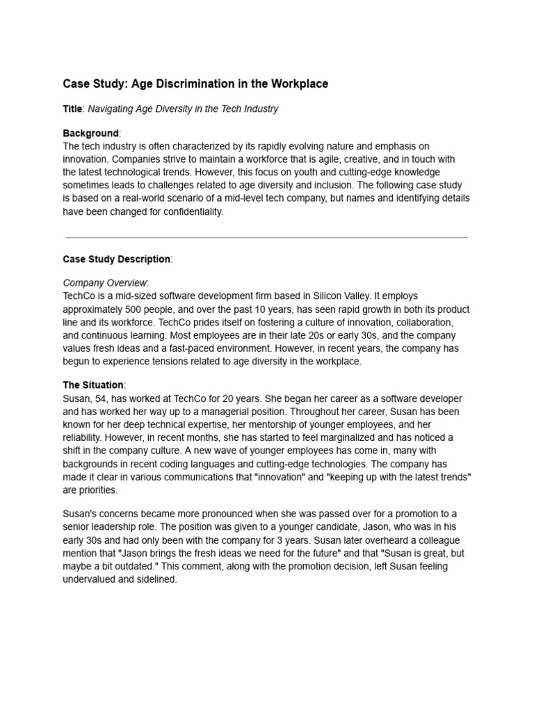 Case-Study_-Age-Discrimination-in-the-Workplace | PDF | Diversity ...