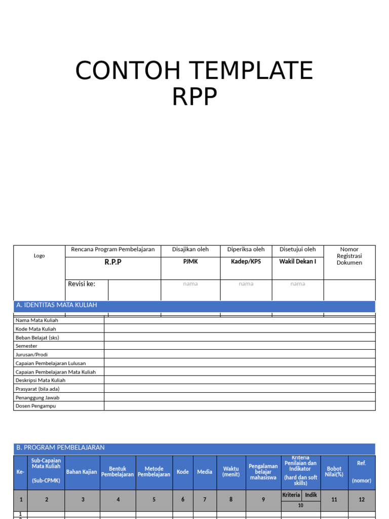 Contoh Template RPS OBE | PDF