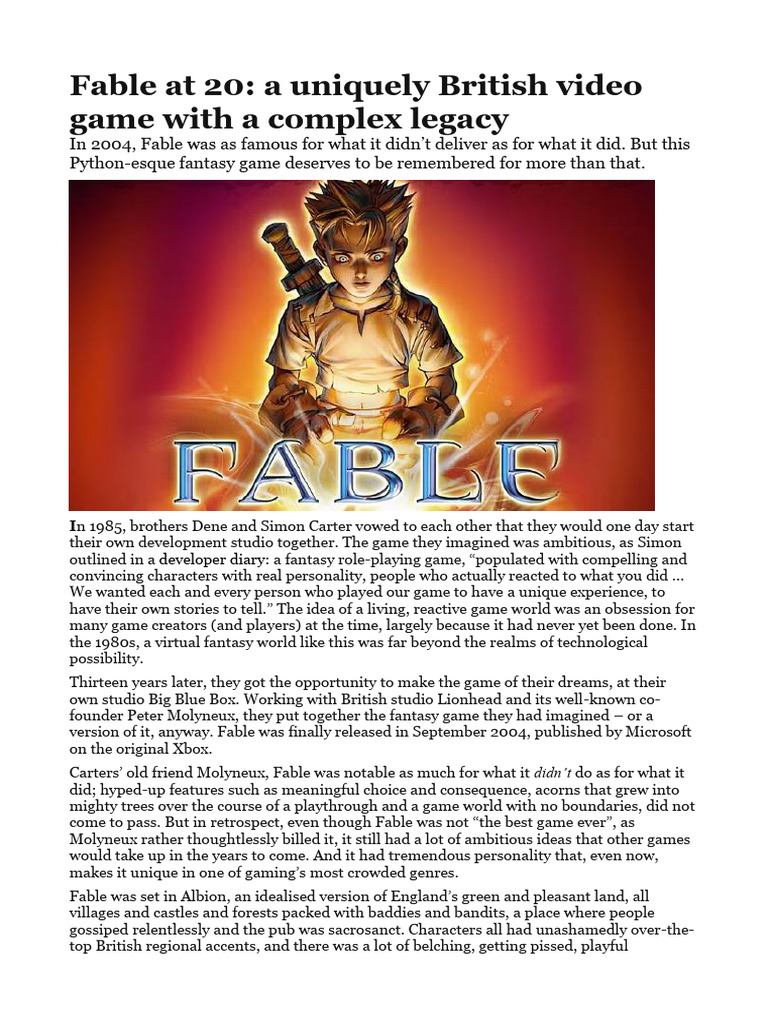 Fable at 20 | PDF | Video Game Development Companies
