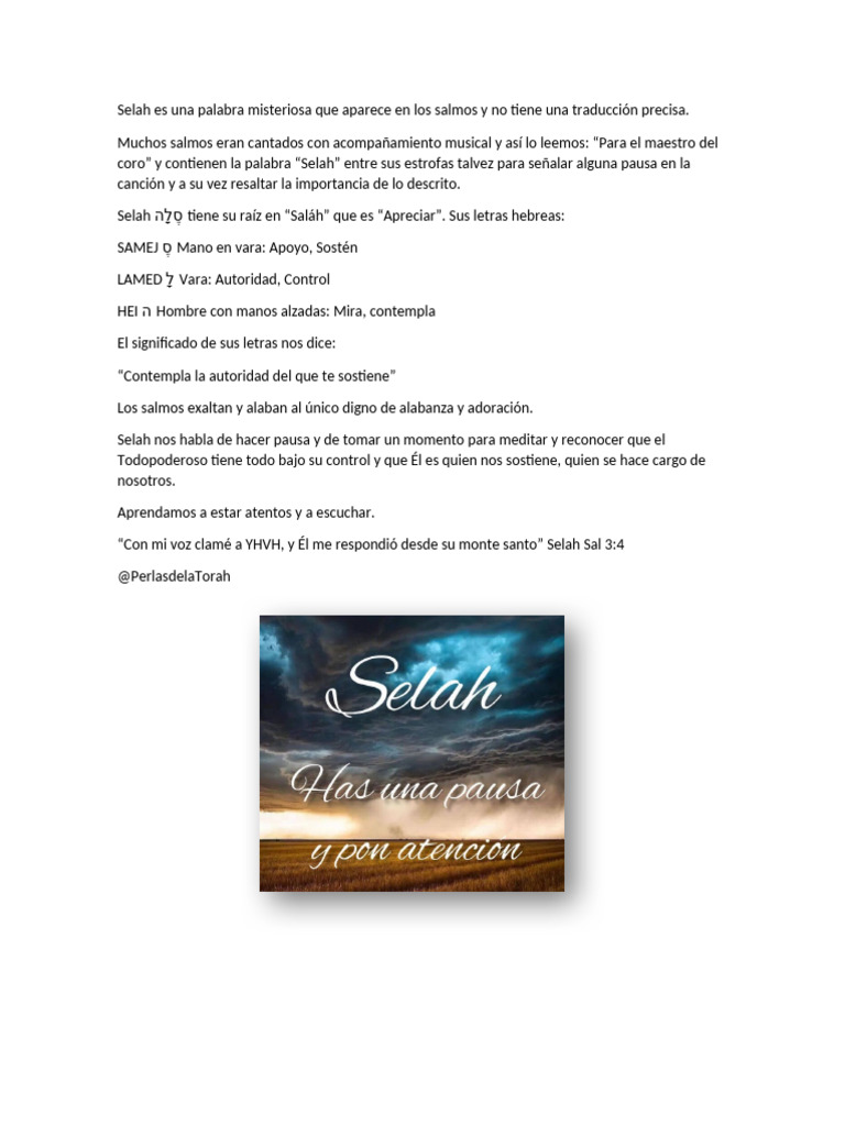 Significado de 'Selah' en los Salmos | PDF | Religión y espiritualidad ...