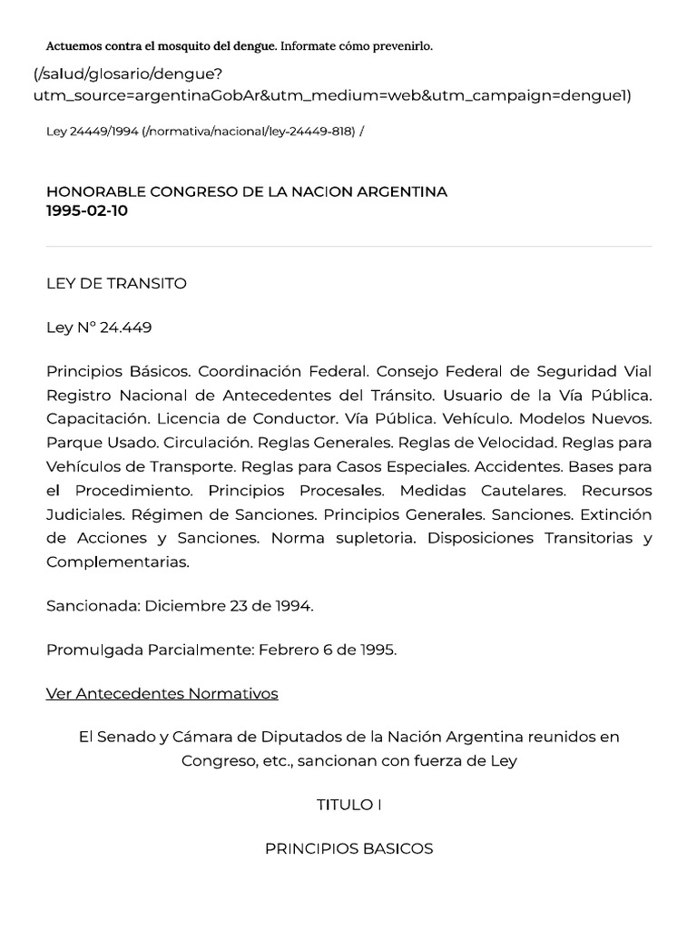 Ley 24 449 - Ley de Trànsito | PDF