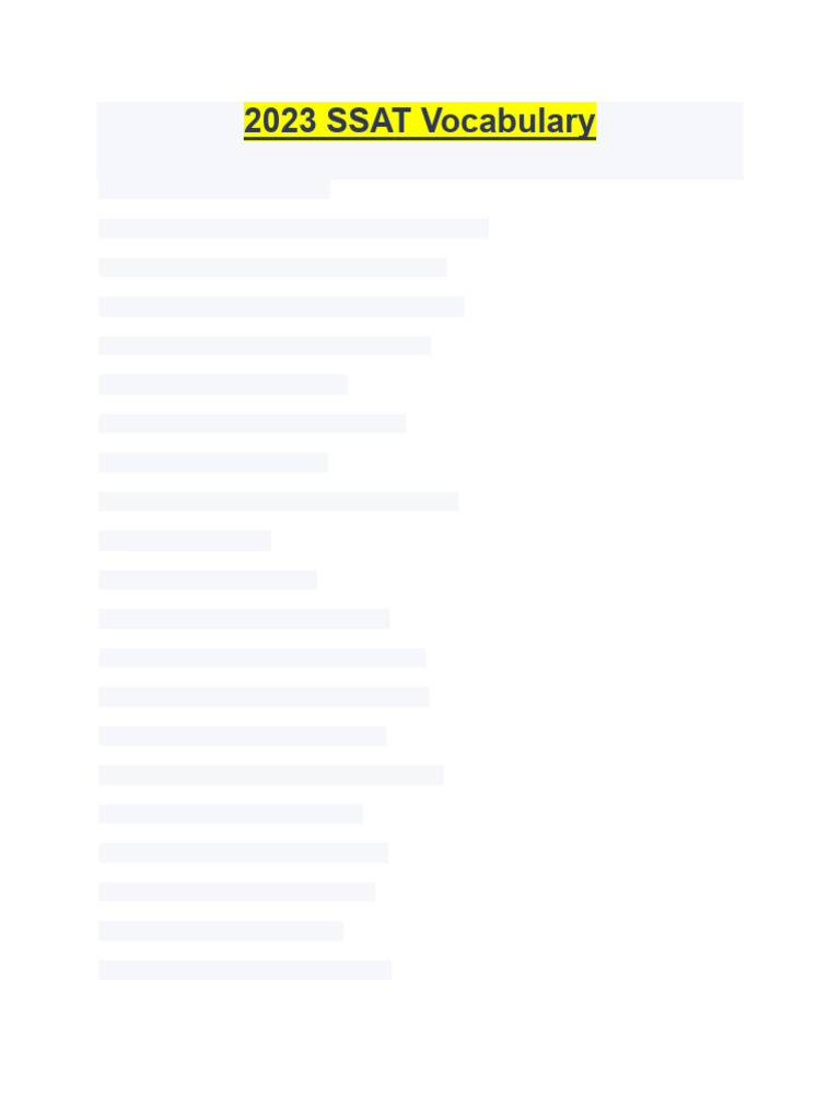2023 SSAT Vocabulary | PDF