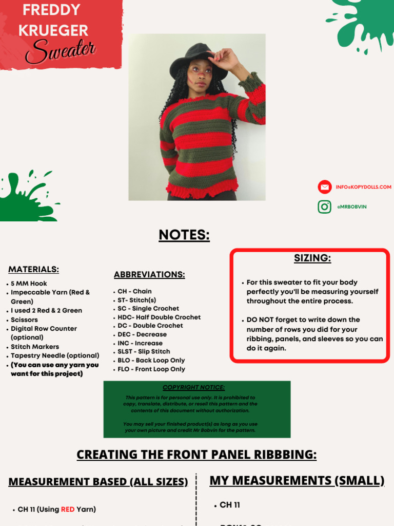Freddy Krueger Pattern | PDF | Crochet | Needlework