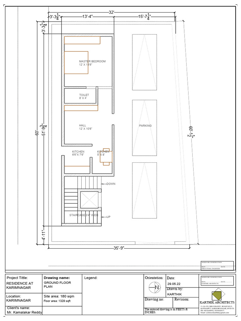 Ground Floor Plan for Karimnagar Residence | PDF