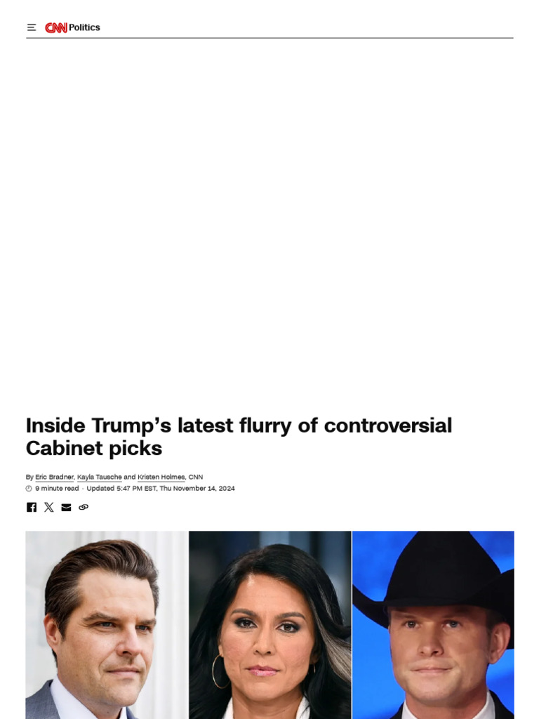 Inside Trump's Latest Flurry of Controversial Cabinet Picks - CNN ...