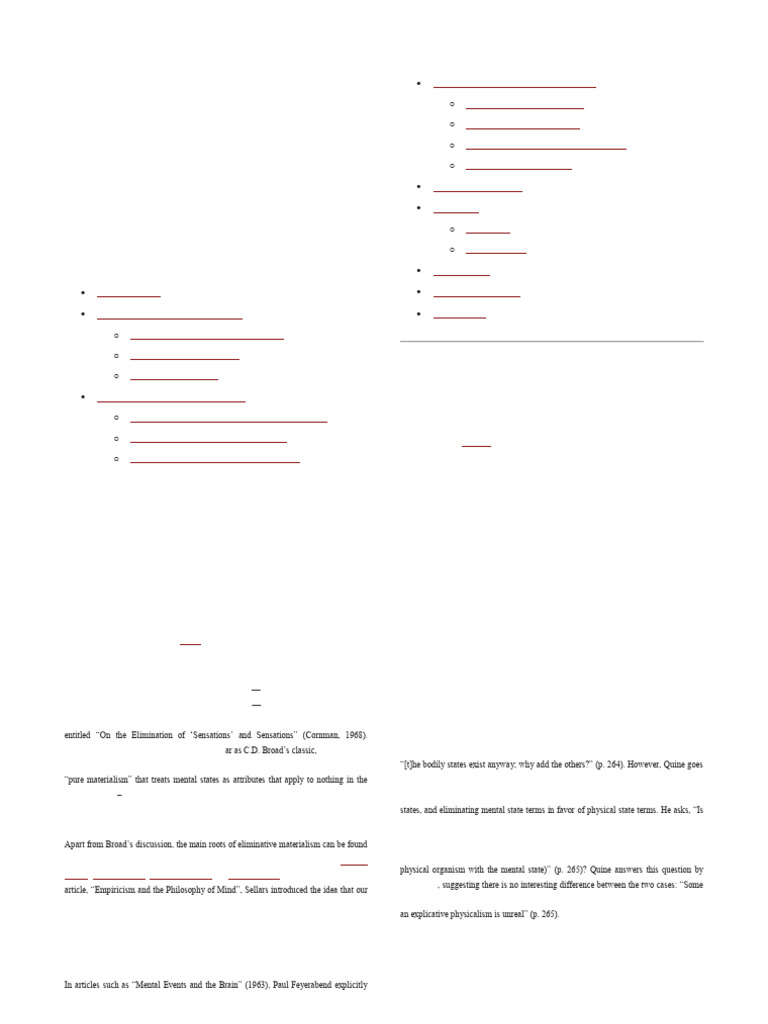 Eliminative Materialism | PDF | Concept | Materialism