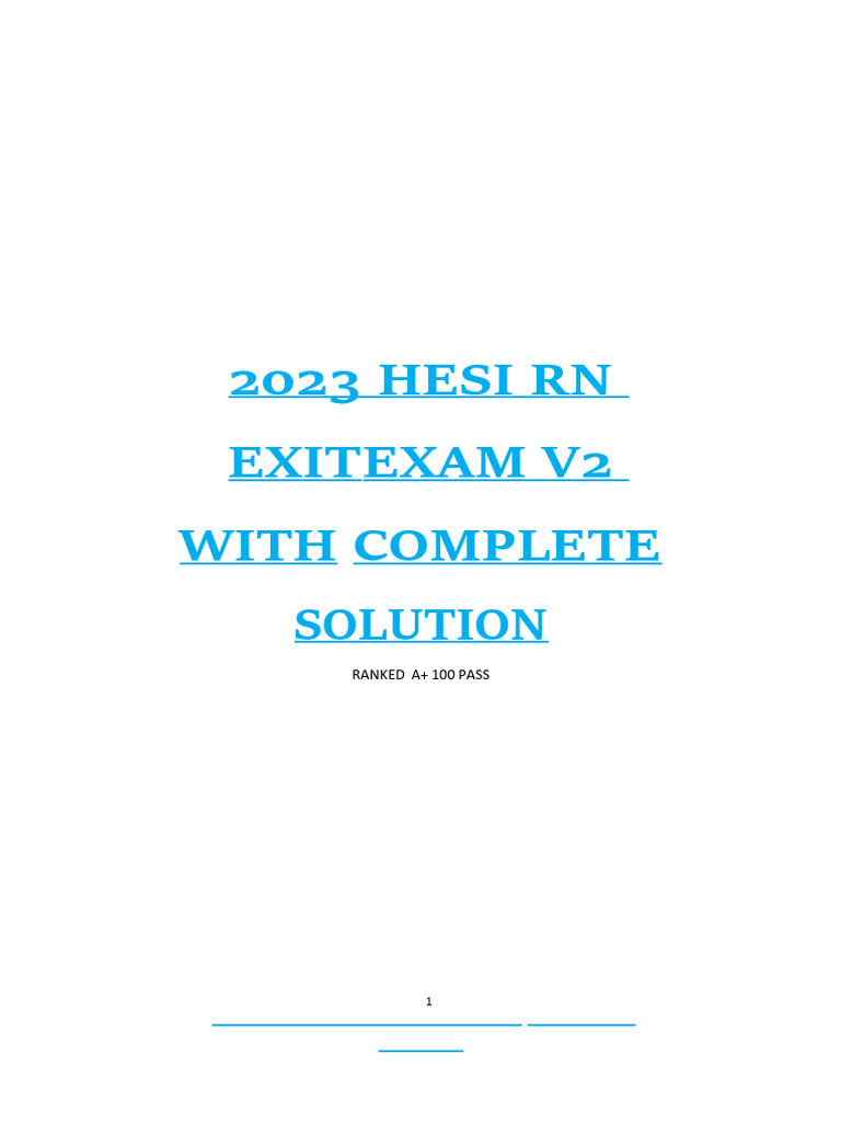2023 Hesi RN Exit Exam v2 With Complete Solution PDF | PDF | Breastfeeding | Bulimia Nervosa