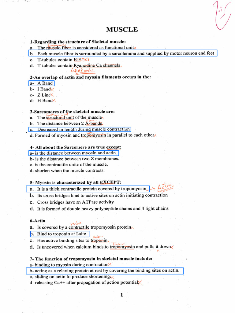 Physiology MCQ 105 With Answers | PDF